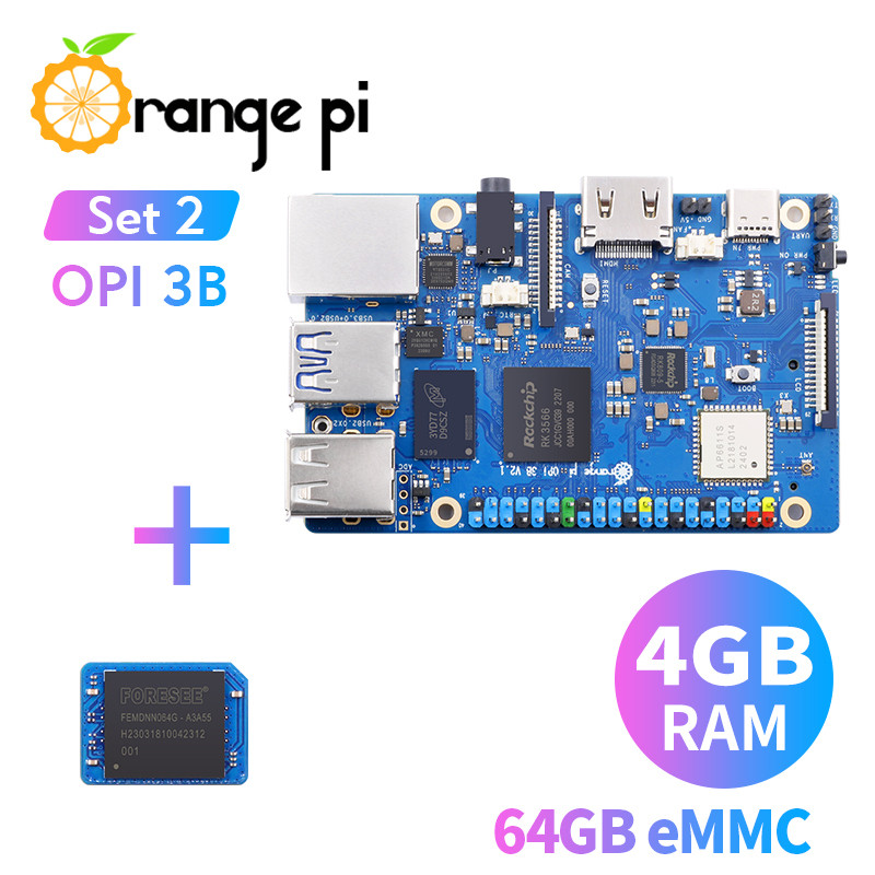 Orange Pi 3B 4GB+64G EMMC Module, Rockchip RK3566 Mini PC Quad-Core ...