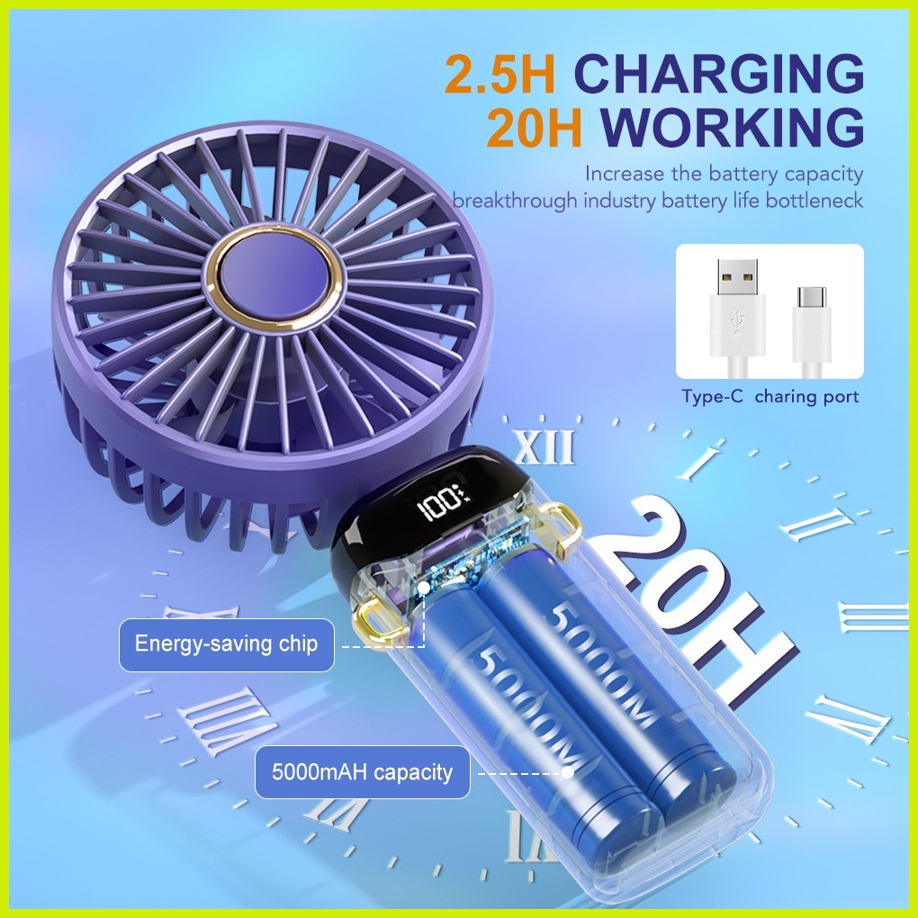 KONKA N15 Handheld Fan Rechargeable Mini Fan Portable Fan With Battery ...