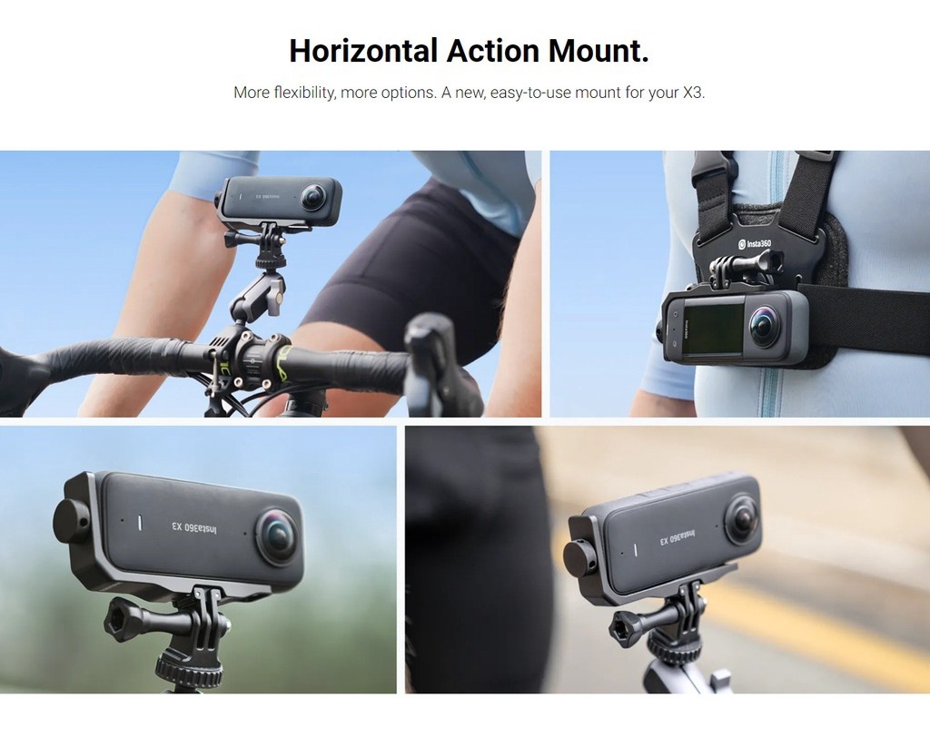 Insta360 X3 Original accessories(Horizontal Action Mount/Mic Wind Muff ...