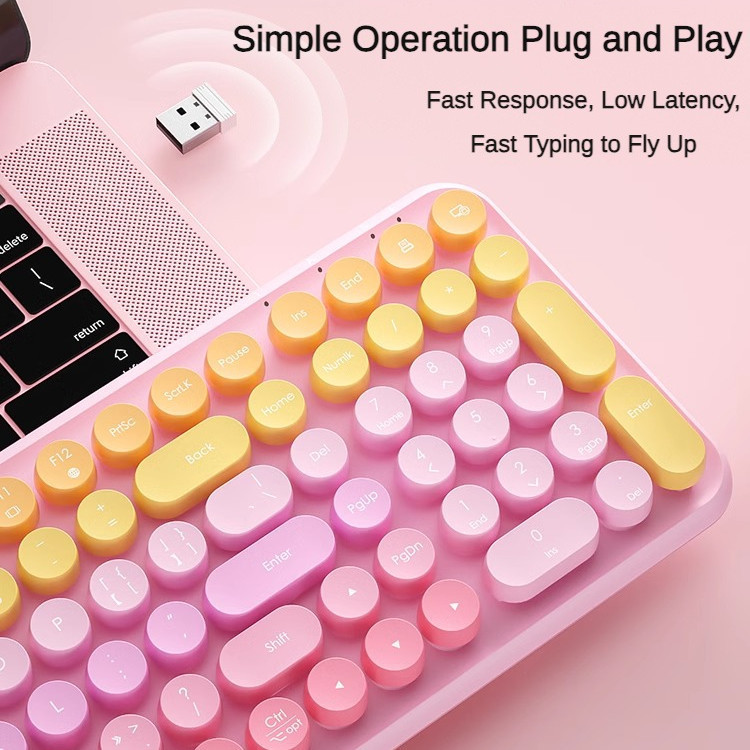 BOW Wireless 2.4g Keyboard and Mouse Set, Special Charging for Girls ...