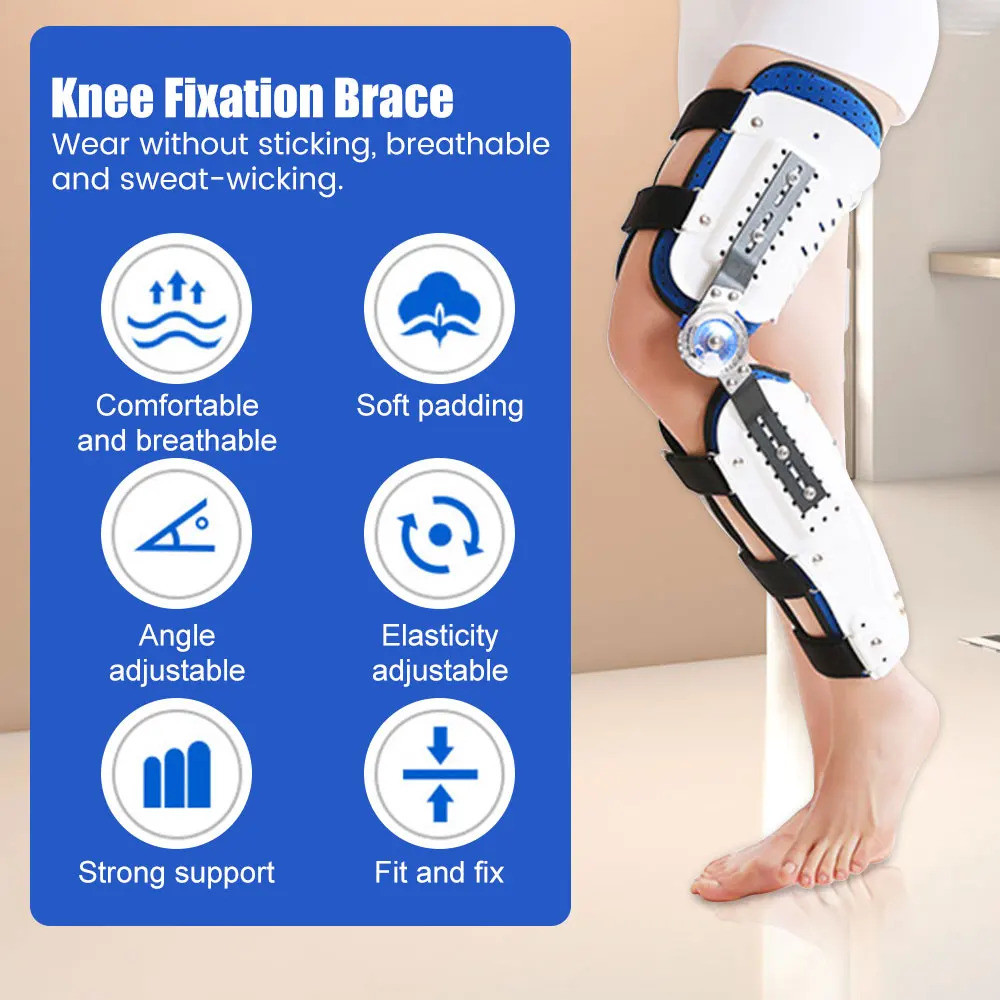 Adjustable Hinged Orthopedic Knee Leg Brace Protector Post Surgery Bone ...