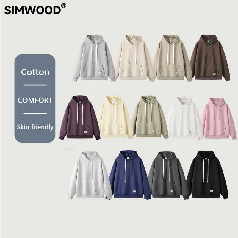 SIMWOOD MENS UNISEX HOODIE JACKET PLAIN FASHION SWEAT SHIRTS LONG SLEEVE MEN AND WOMEN WEAR ...