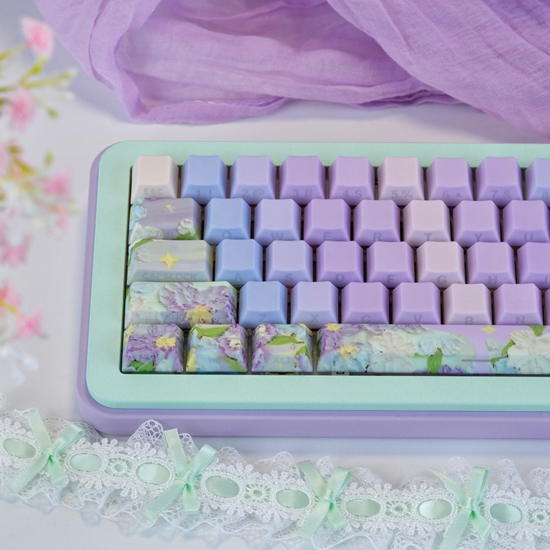 Violet Keycaps Side Print Shine Through Cherry PBT Material DYE-SUB ...