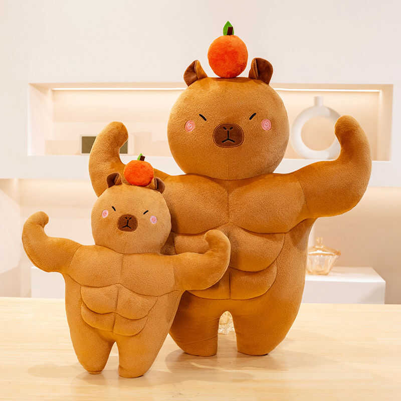 Muscle Capybara Cute Plush Toy Fruit-headed Soft Stuffed Animal Pillow ...
