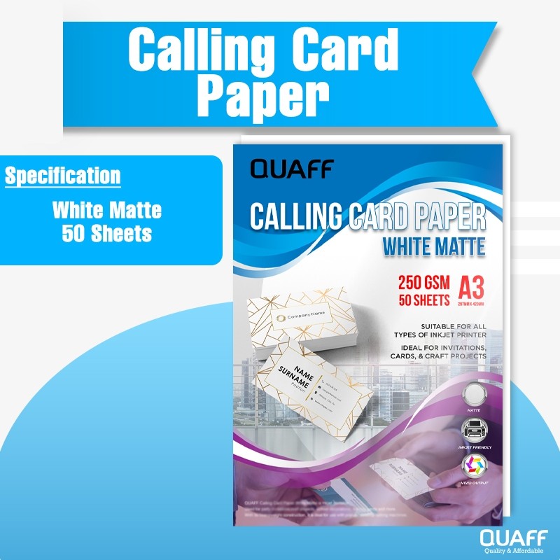 QUAFF Calling Card Paper 250gsm White Matte A3 Size 297x420mm (50sheets ...