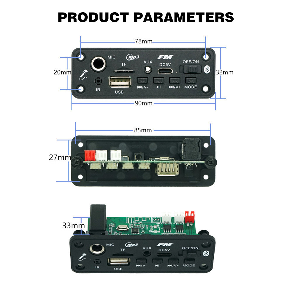 COD#MP3 Bluetooth Amplifier Decoder Board 2 * 3W With Microphone Jack ...
