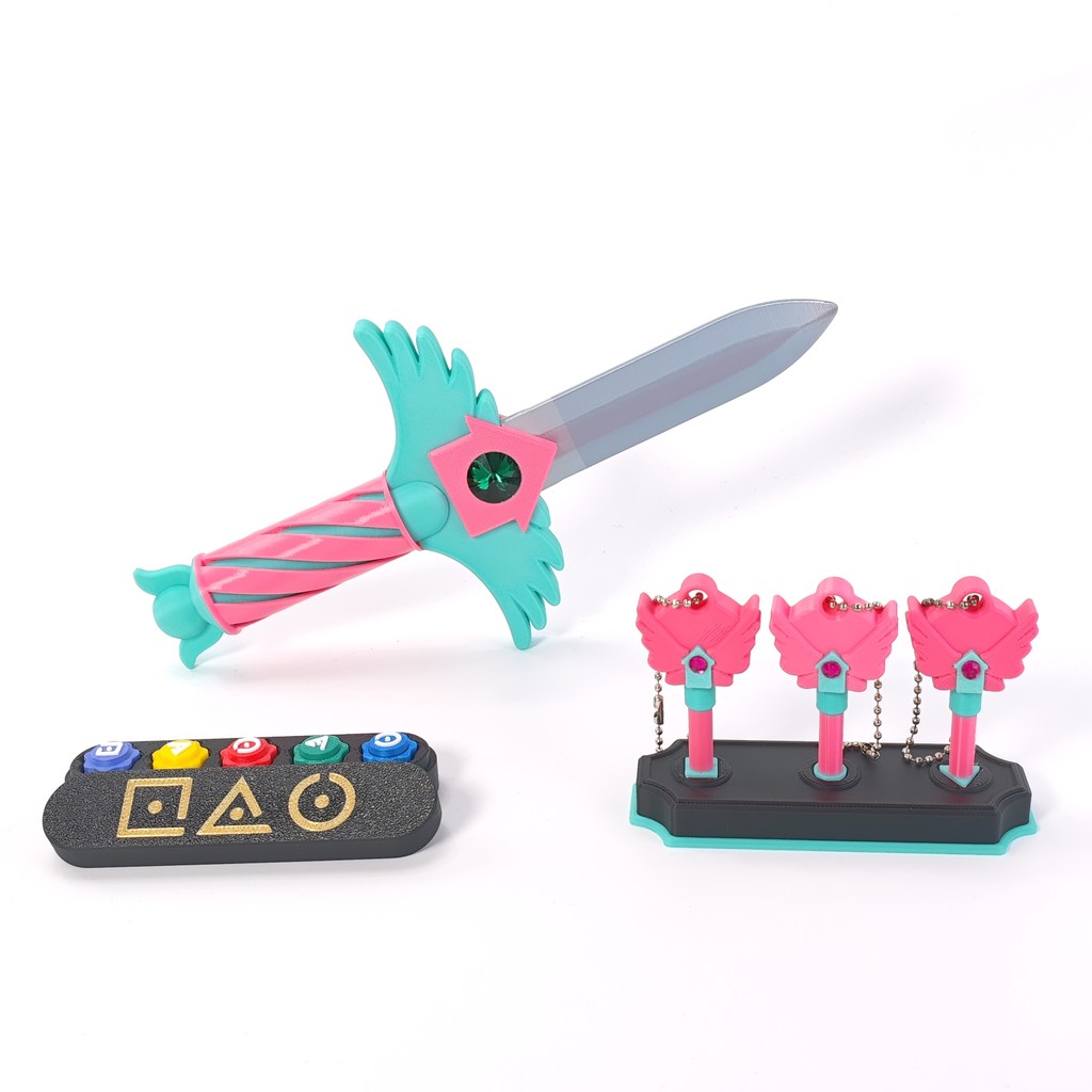 Squid Game 3 Toys Knife Key Necklace Circle/Triangle/Square Korean Game ...