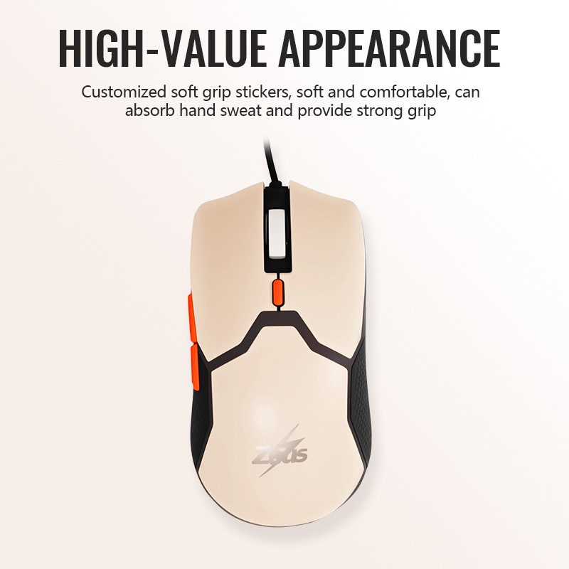 Zeus® ZM-30 Ergonomic 4 DPI Adjustment Wired Gaming Mouse 6 Buttons ...