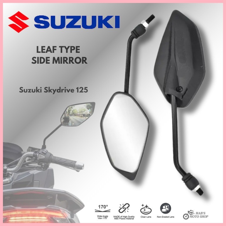 Suzuki Skydrive 125 Leaf Type Long Stem Clear Lens Side Mirror Plain ...