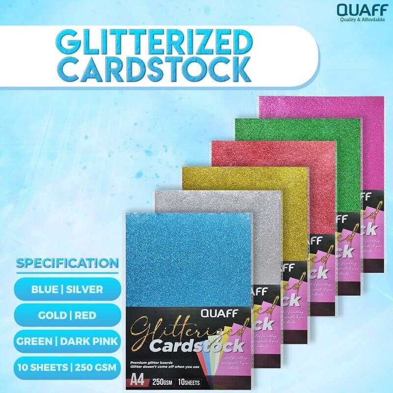 QUAFF 250Gsm Glitter Cardstock A4 Size (10 Sheets) | Shopee Philippines