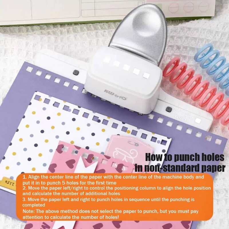 1Pc 5-Hole Square Binder Punch, Loose-Leaf Book DIY Binding Supplies ...