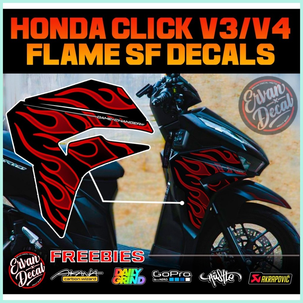 HONDA CLICK 125 VERSION 3 2023 FLAME SF STICKER DECALS | Shopee Philippines
