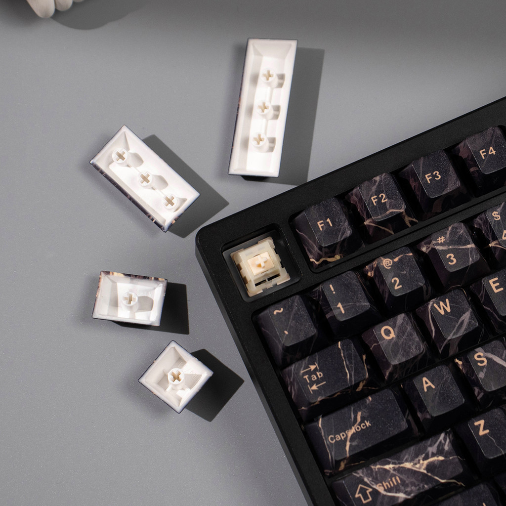 Marble Black Gold Keycaps PBT Cherry profile for MX Switches Mechanical ...