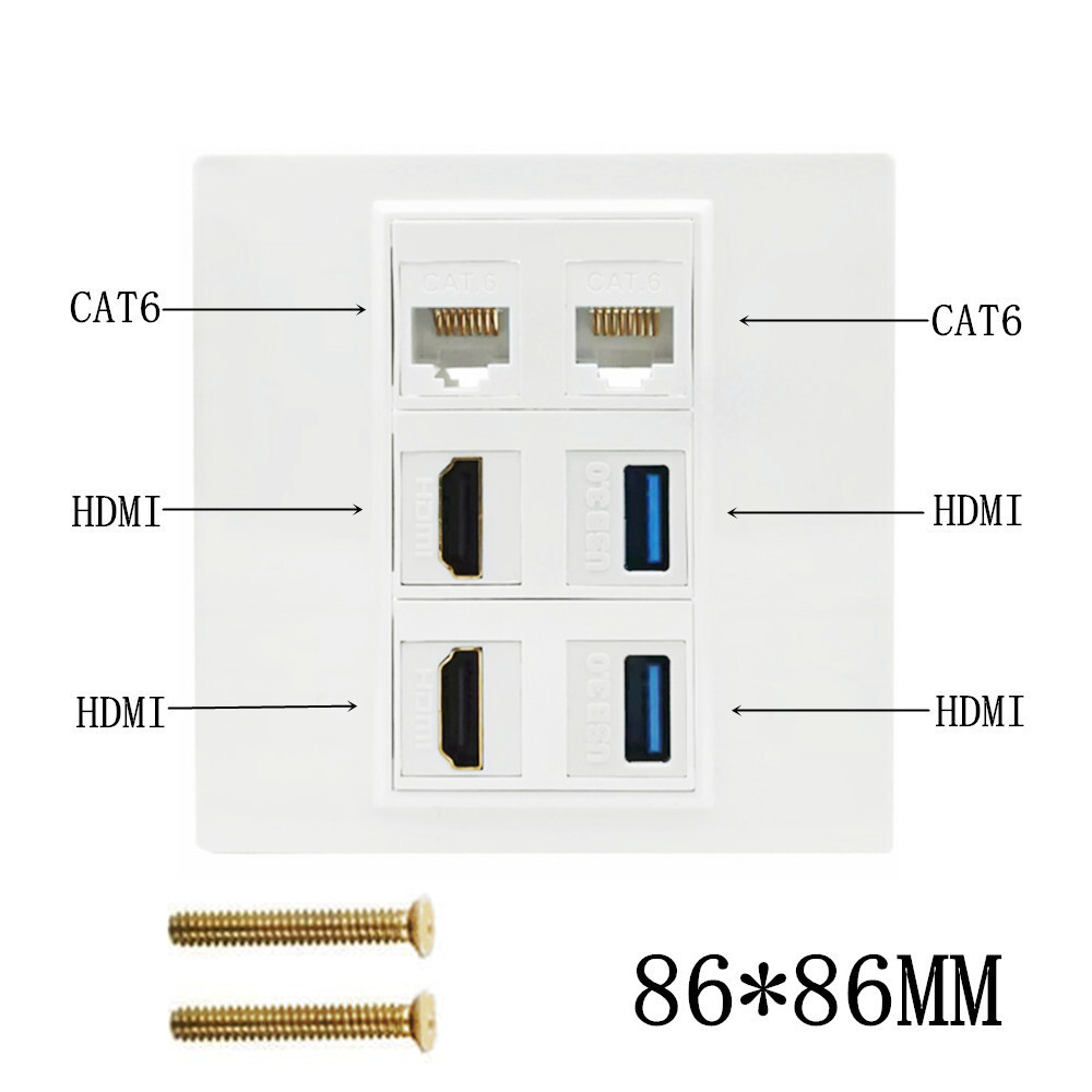 Multimedia Type 86 RJ45 HDMI USB3.0 Solderless Wall Panel Single Set ...