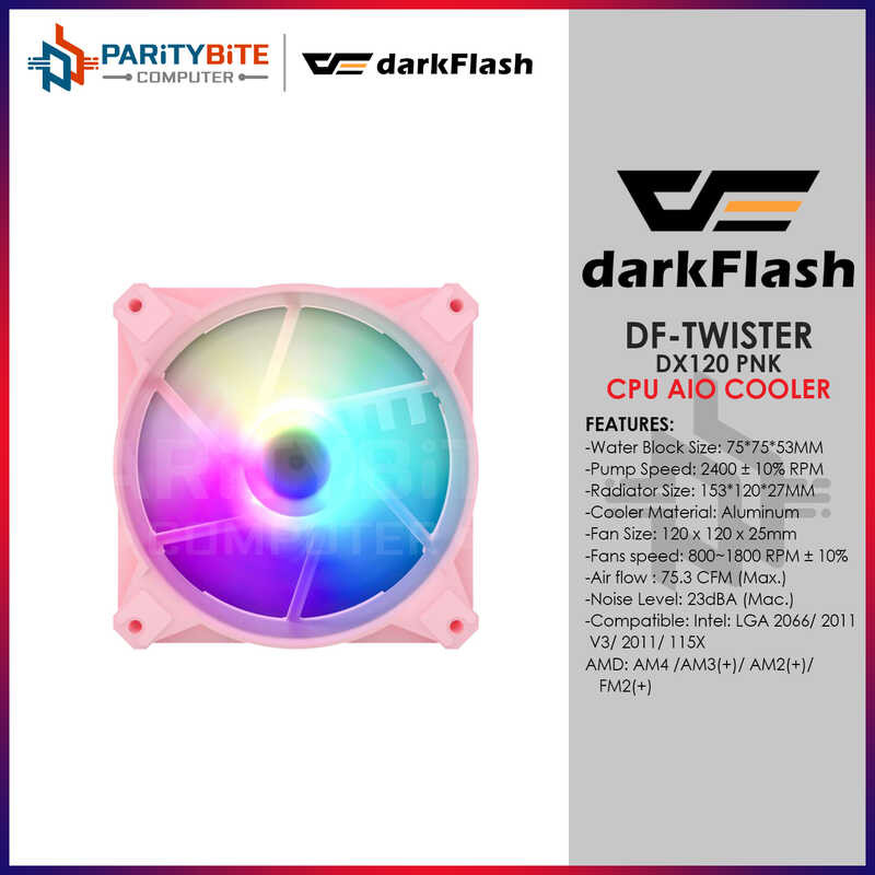 Darkflash Twister Dx-120 Pink AIO 120Mm LIQUID CPU Cooler | Shopee ...