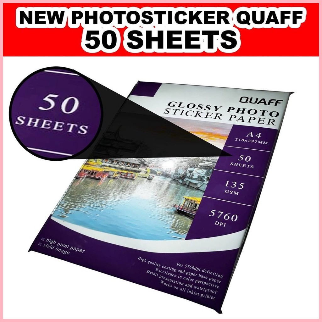 ☢ Quaff Glossy Photo Sticker Paper 135gsm 50's Sold per pack | Shopee ...