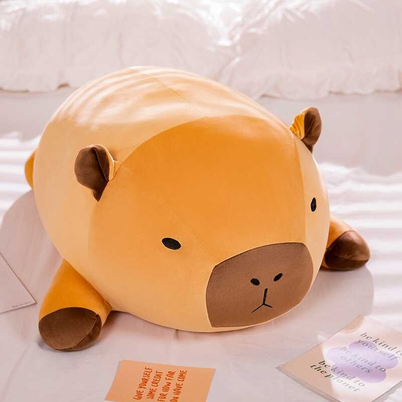 Fatty Long Capybara Plush Pillow Stuffed Round Kawaii Standing Brown ...