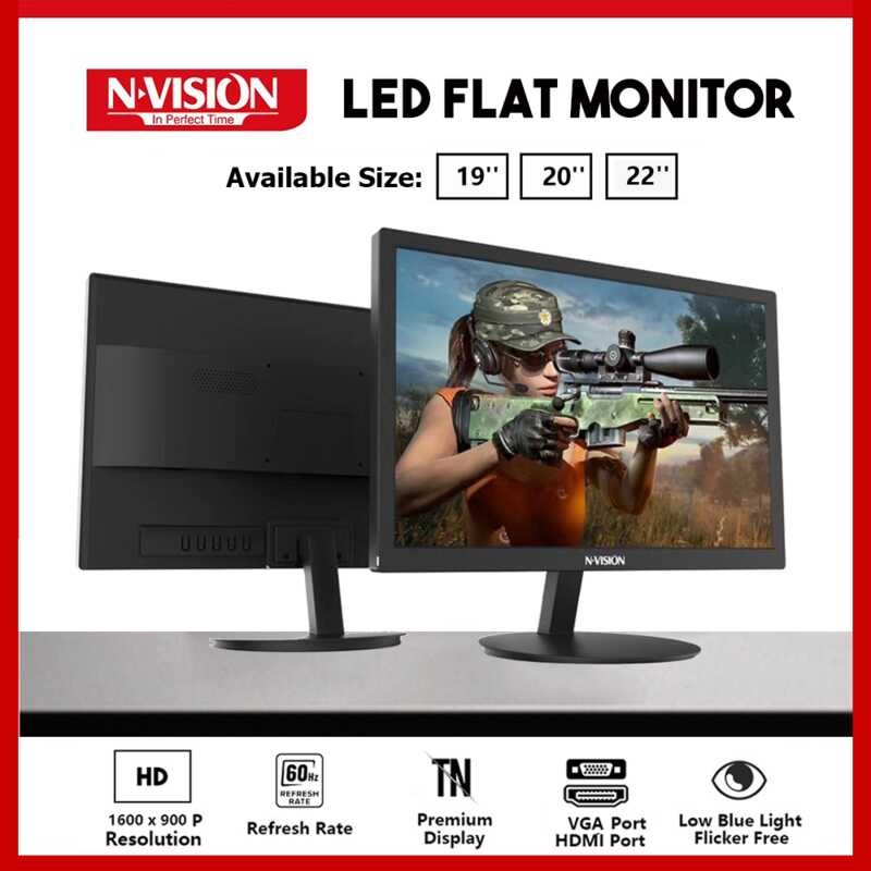 19/20/22 Inch Nvision Led HD 720P 60Hz N190hd N200hd | Computer Laptop Monitor | Shopee Philippines