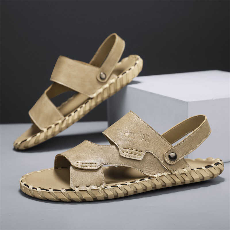B9 2024 Summer New Leather Toe Exposed Driving Sandals For Men With Two ...