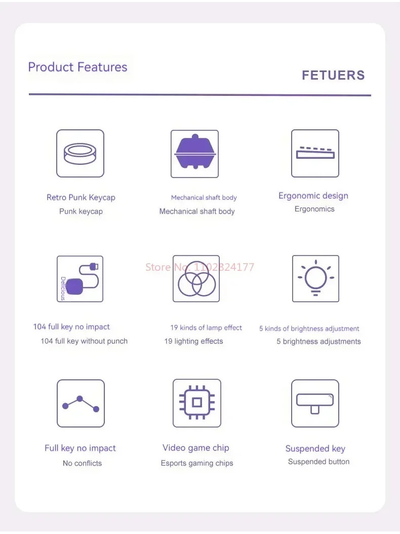 EWEADN V20 Frontrunner wireless Mechanical Keyboard and Mouse Set Punk Retro Computer Office ...