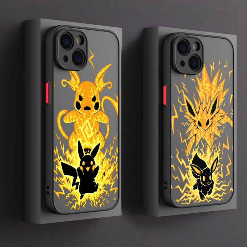 Pikachu Eevee Pokemon Yellow Flash Phone Case For iphone 15 11 14 Plus ...