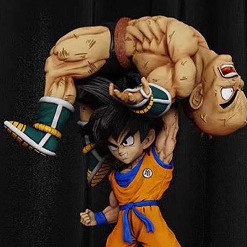 9 10Cm Dragon Ball Anime Goku Lifting Figure Super Saiyan Nappa Figuine ...
