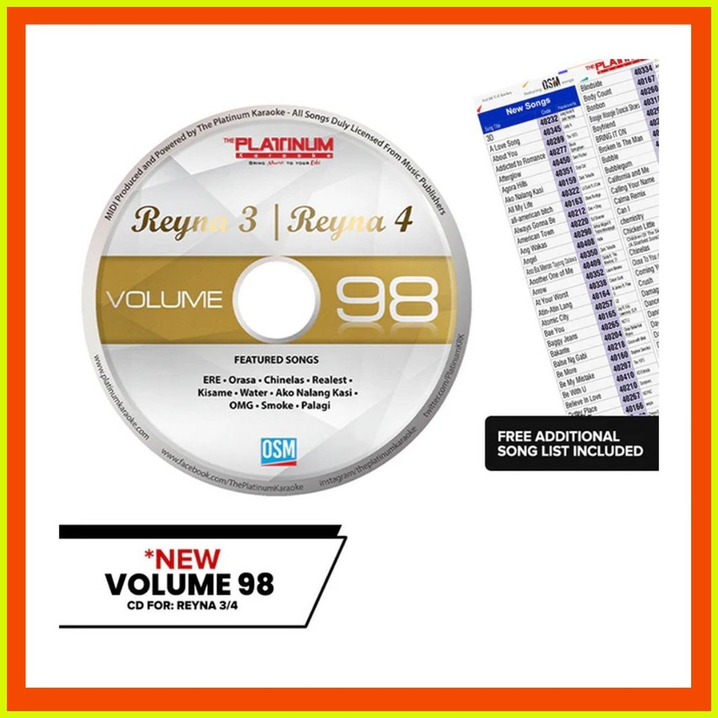 Updated CD and Songbook - Platinum Reyna 3 Volume 98 (update as of May 2024) | Shopee Philippines