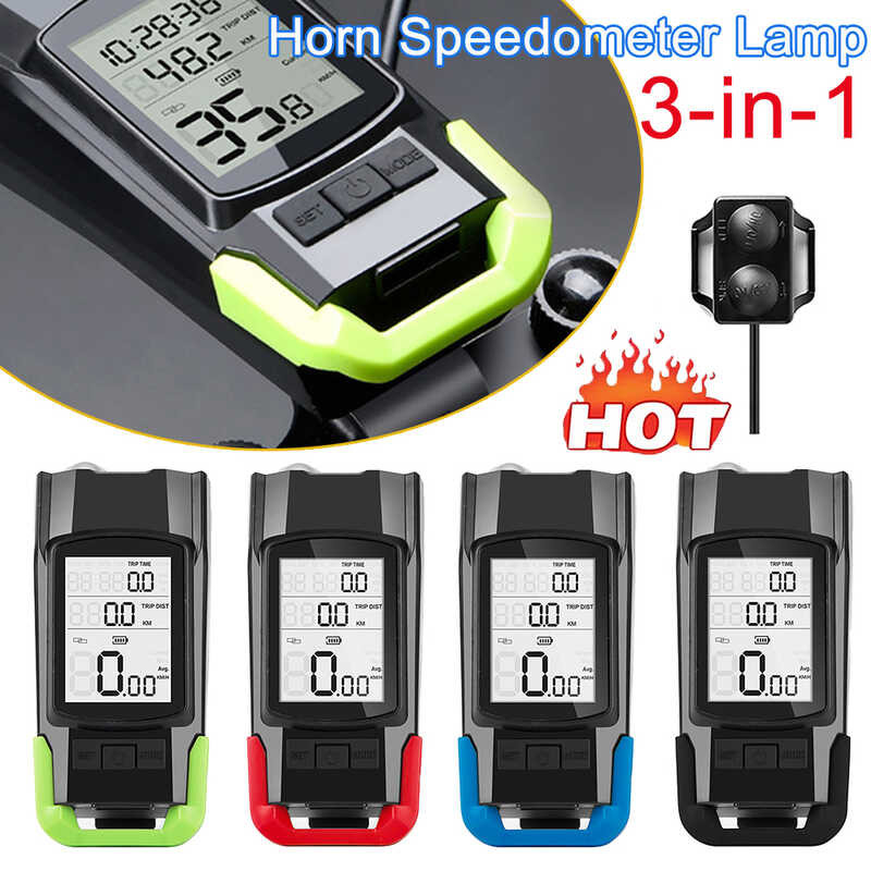 4 USB Light Lamp Bicycle Computer 3 Mode Horn Flashlight Cycle Bike ...