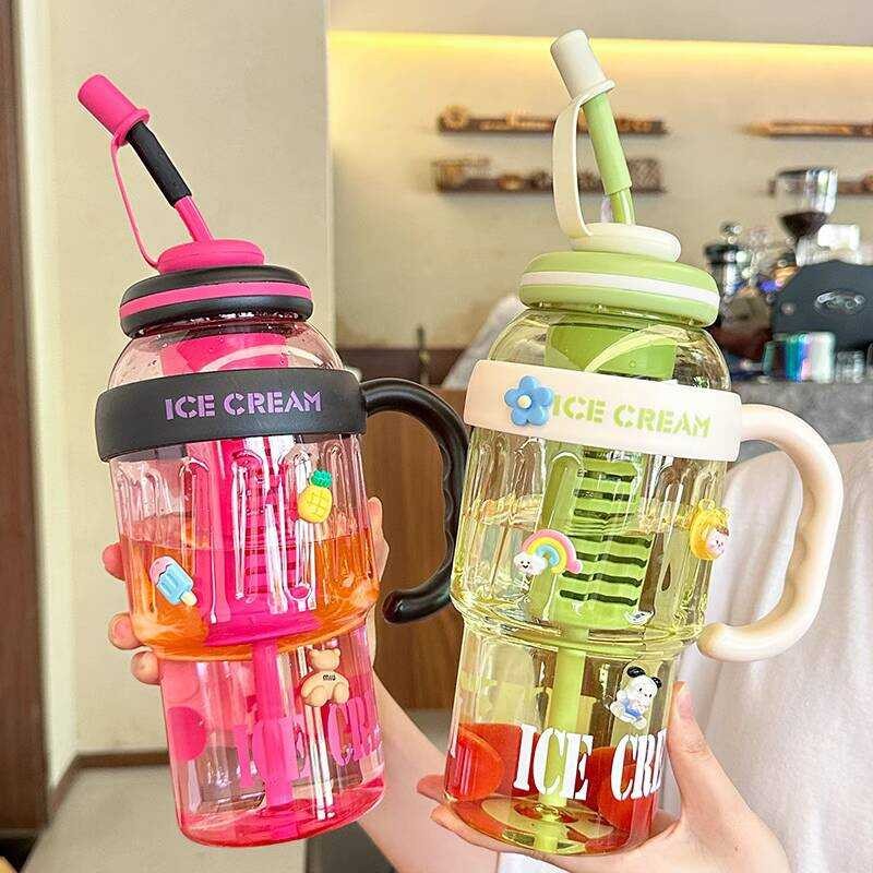 Codhot And Cold Summer Giant Water Cup For Girls With Handle Ice High Value Straw Milk Tea Large ...