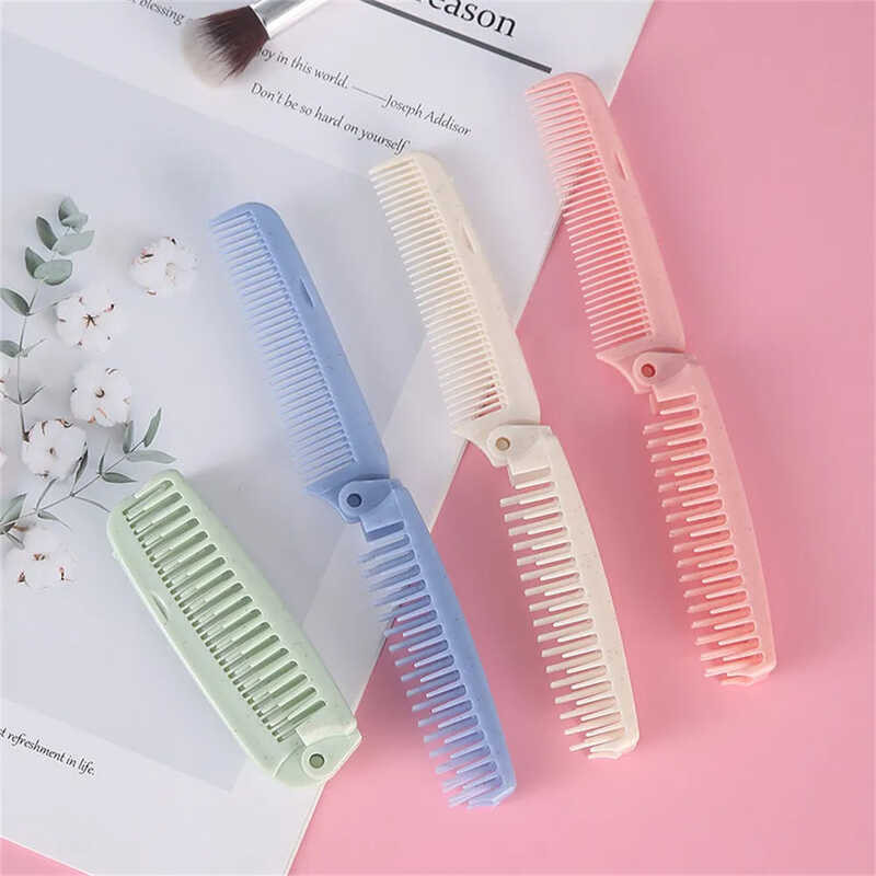 Folding Brush Double Headed Anti-Static Massage Plastic Portable Travel ...