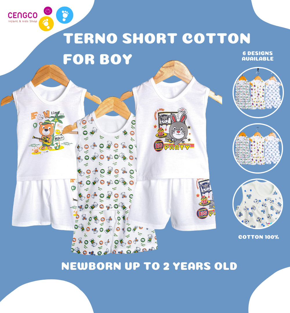 Cengco 3 Pairs Sando Terno Short for Baby Boys Newborn to Toddler Pure ...