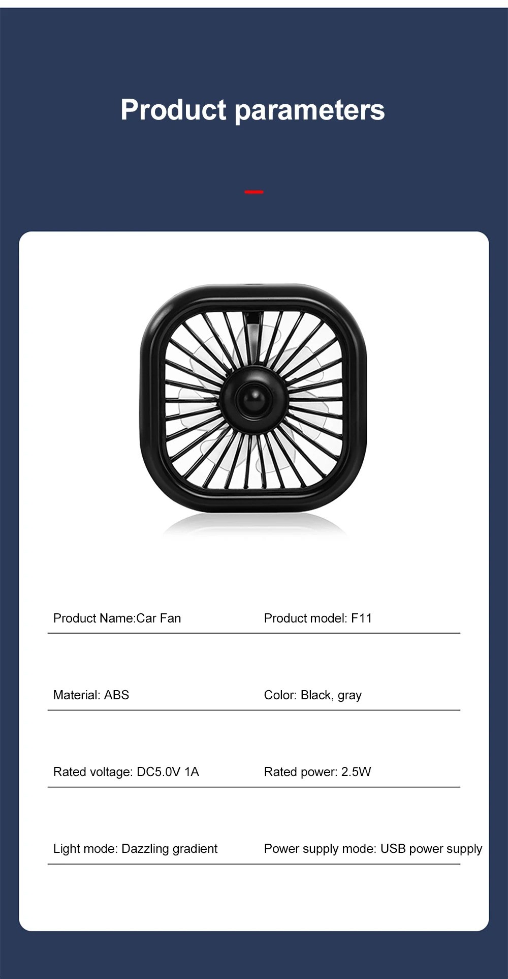 Car fan mini electric fan for car Large wind color changing light ...