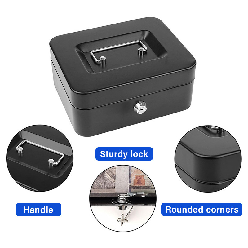 Portable Cash Box Money Box With Lock And Key, Sturdy Safes Cash ...