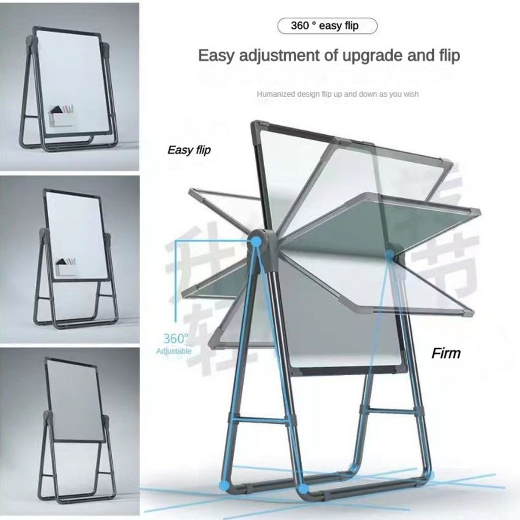 60x90CM Magnetic Flipchart Board 2 Sided Whiteboard with Stand Aluminum ...