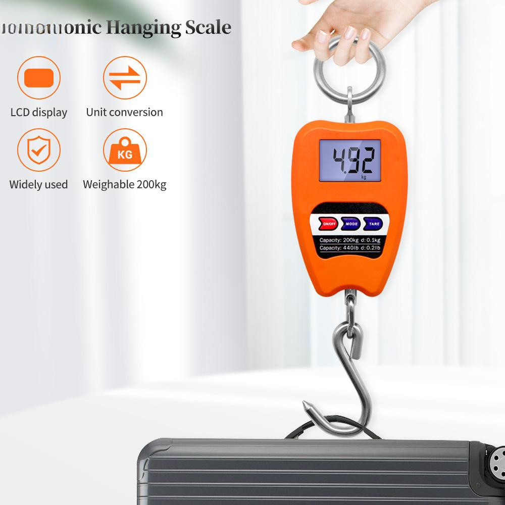 Portable Weighing Tool Digital Crane Scale 440lb 200kg Handheld ...