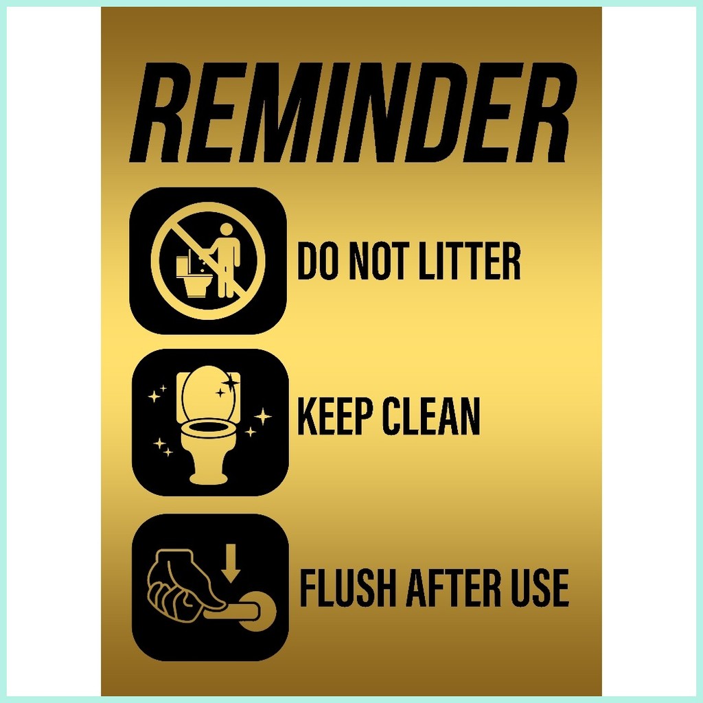 CR SIGN Comfort Room Restroom Reminders Keep The Toilet Clean Flush ...