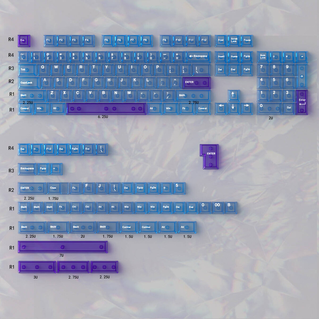 Yongqiu Transparent Keycaps Blueberry Blue Purple PC cherry profile ...