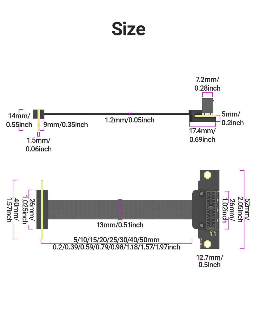 JEYI PCIe 3.0/4.0 X1 Riser Cable, 90° Right Angle PCI Express X1 ...