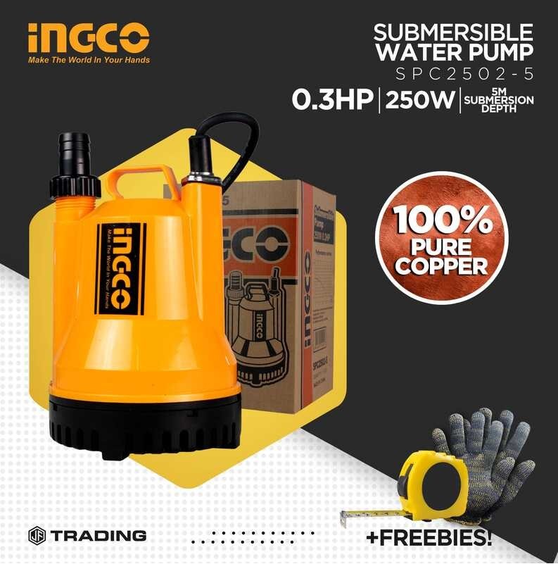 INGCO Submersible Water Pump 250W 0.3Hp 100% PURE COPPER Spc2502-5 ...