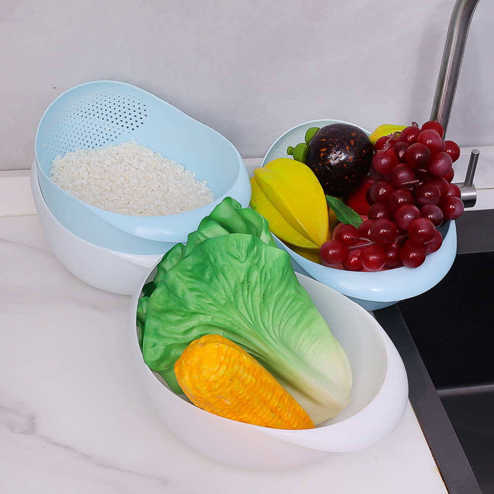 3/5 Pcs Multifunctional Dry Wet Segregation Rice Washing Basket ...