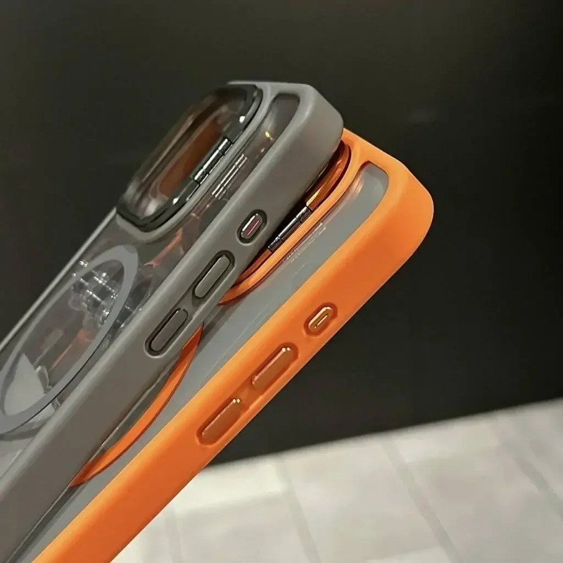 Magnetic Lens Protection Hollow Stand Phone Case For iPhone 16 15 12 13 ...