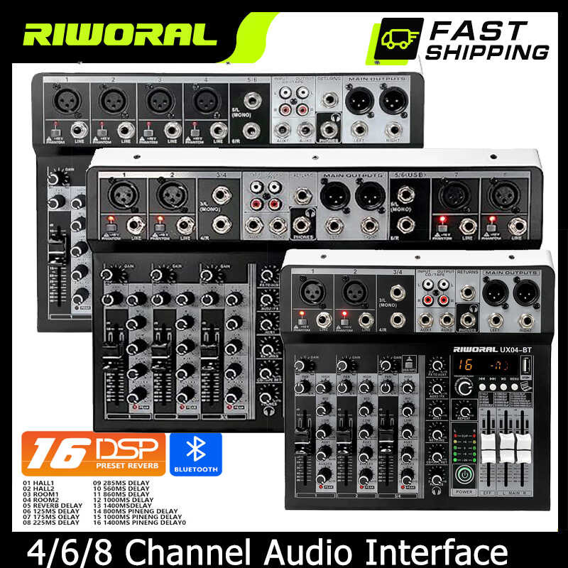 Mixer Audio Sound System 4 Channel Audio Interface Bluetooth Recording ...