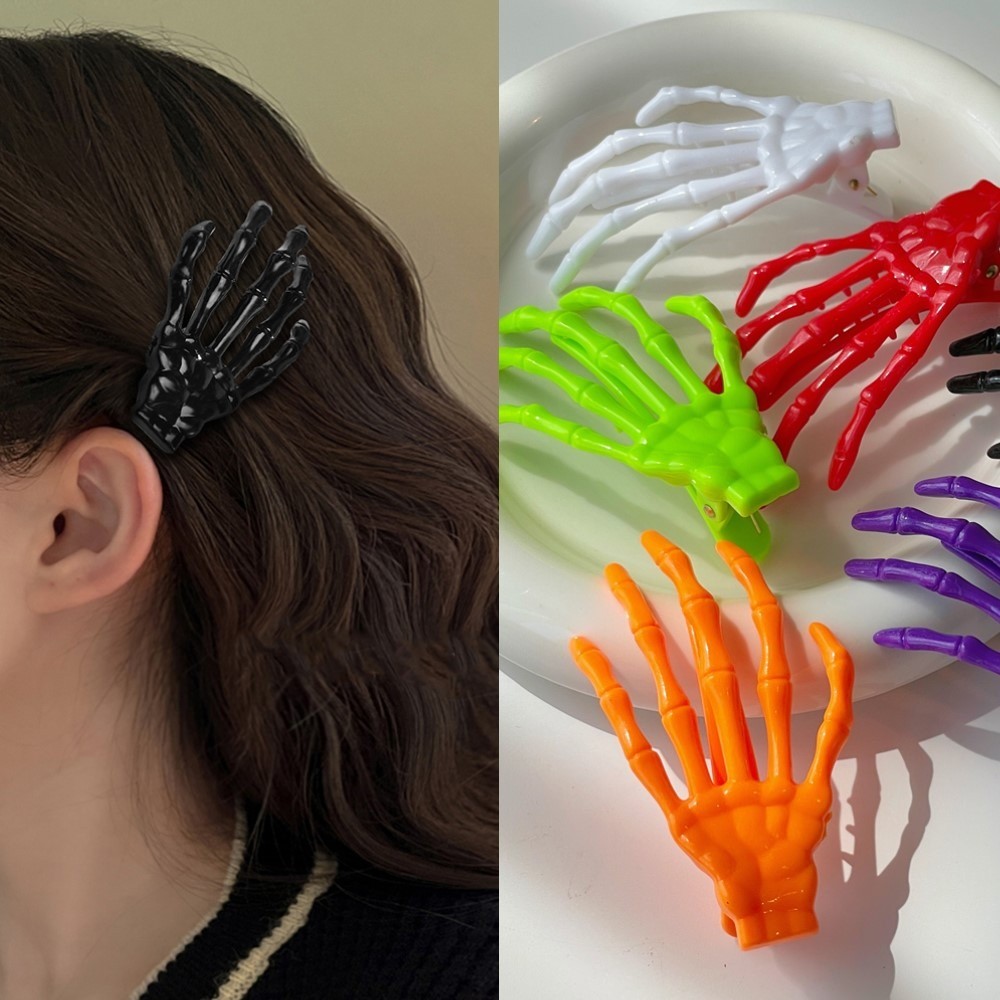 Halloween Skeleton Hand Bone Hair Clip Creative Bizarre Gothic ...