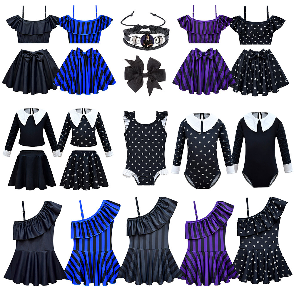 Addams 2B Wednesday Cosplay Costume Fancy Girls Swimwear 2024 Summer ...