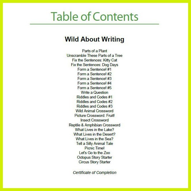 Grade 1 English Activity Workbook: Wild about Writing (28 pages ...