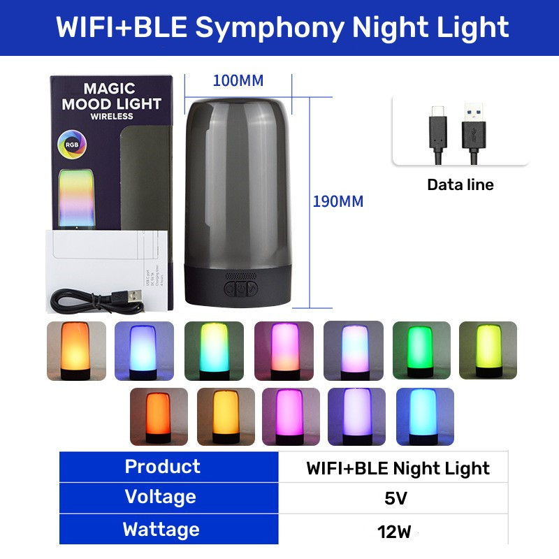 Smart Bluetooth APP Night RGBW Colorful Dimmable Small Desk Lamp Neon ...