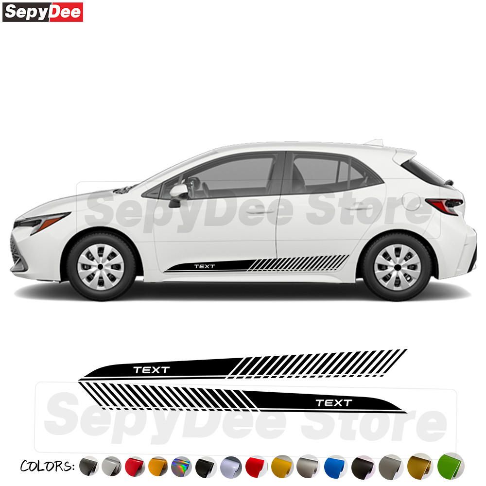 cs Racing Sport Car Door Side Skirt Stickers For Toyota Corolla Text ...