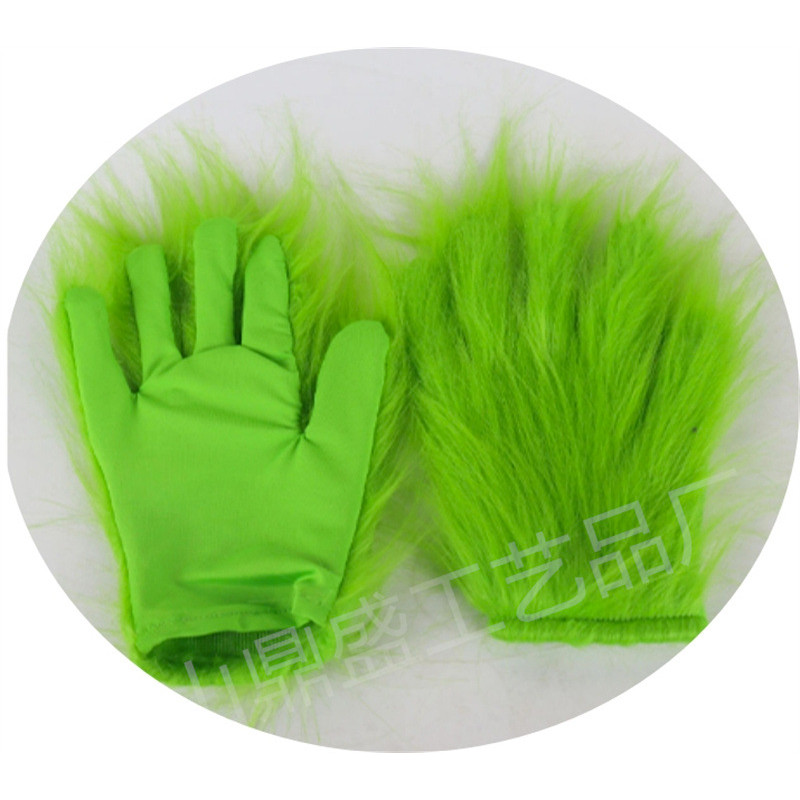 The Grinch Mask Gloves Plush Cartoon Character Performance Headwear ...