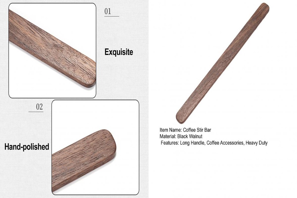 Natural Wood Mixing Rod Outdoor Coffee Stir Bar Portable Black Walnut ...