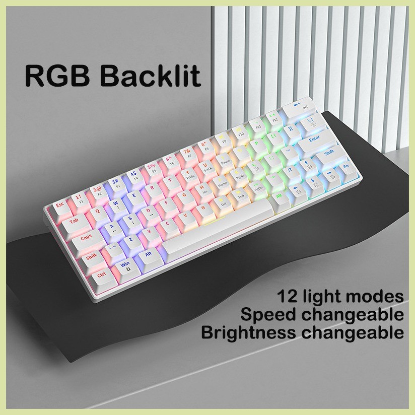 ∥ ZA646 Mechanical Keyboard 63 Keys RGB Backlit Type-C Wired Hot ...